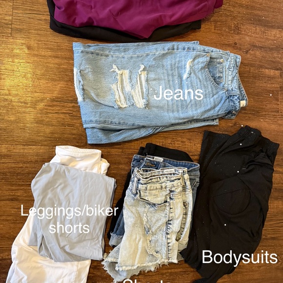 Pants & Jumpsuits | Distressed Light Blue Jeans Scrubs Leggings Shorts ...